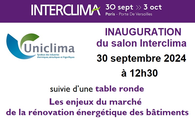 Invitation Uniclima : Inauguration du Salon Interclima